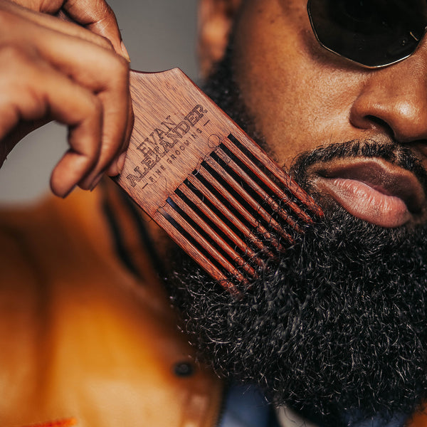Red Sandalwood Wooden Beard Pick | Evan Alexander Grooming